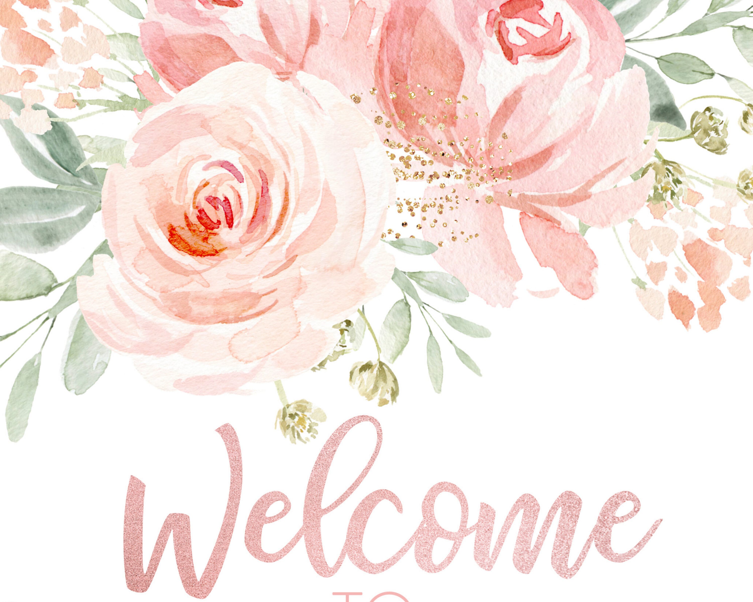 Blush Pink Baby Shower Welcome Sign Printable Feminine Girl - Etsy UK