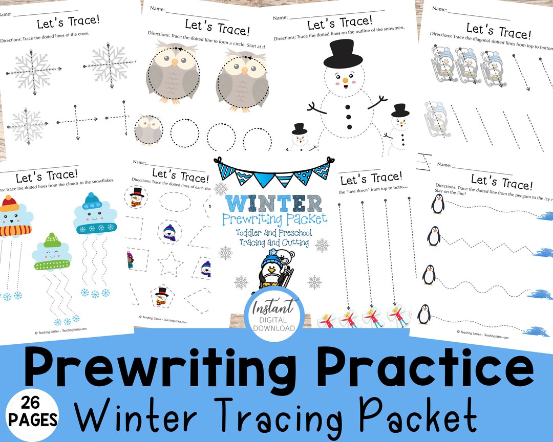 Winter Toddler + Preschool Prewriting Tracing Activity - Preschool ...