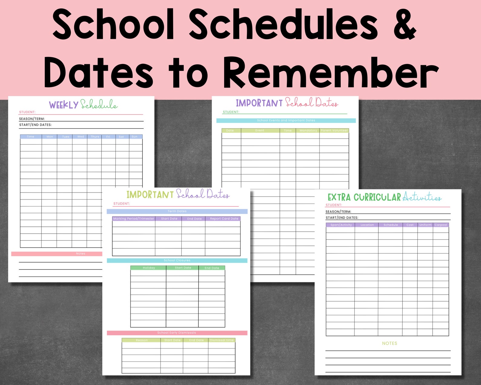 Back to School Planner Printable, Fillable PDF, Printable Organizer for ...