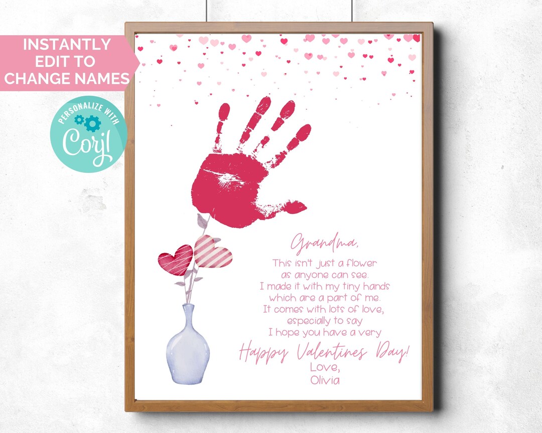 Valentine's Day Gift With Handprints for Babies & Toddlers Editable ...