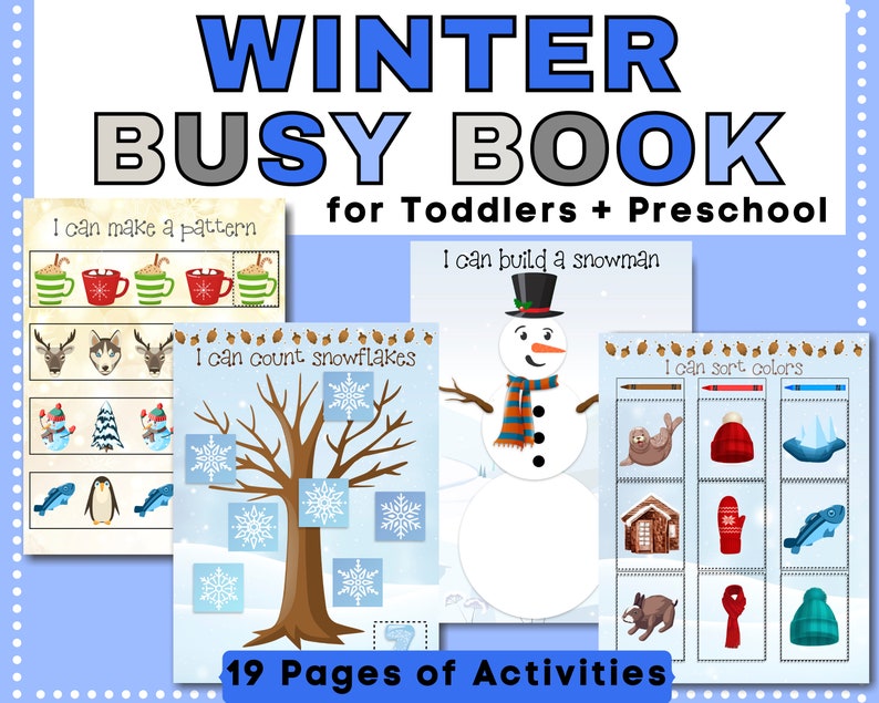 Winter Toddler Preschool Busy Binder DIY Printable Quiet - Etsy