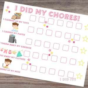 Toddler Chore Chart printable Reward Sticker Chart Young Children ...