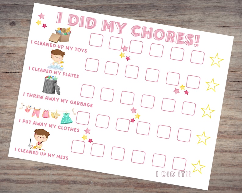 Toddler Chore Chart printable Reward Sticker Chart Young | Etsy