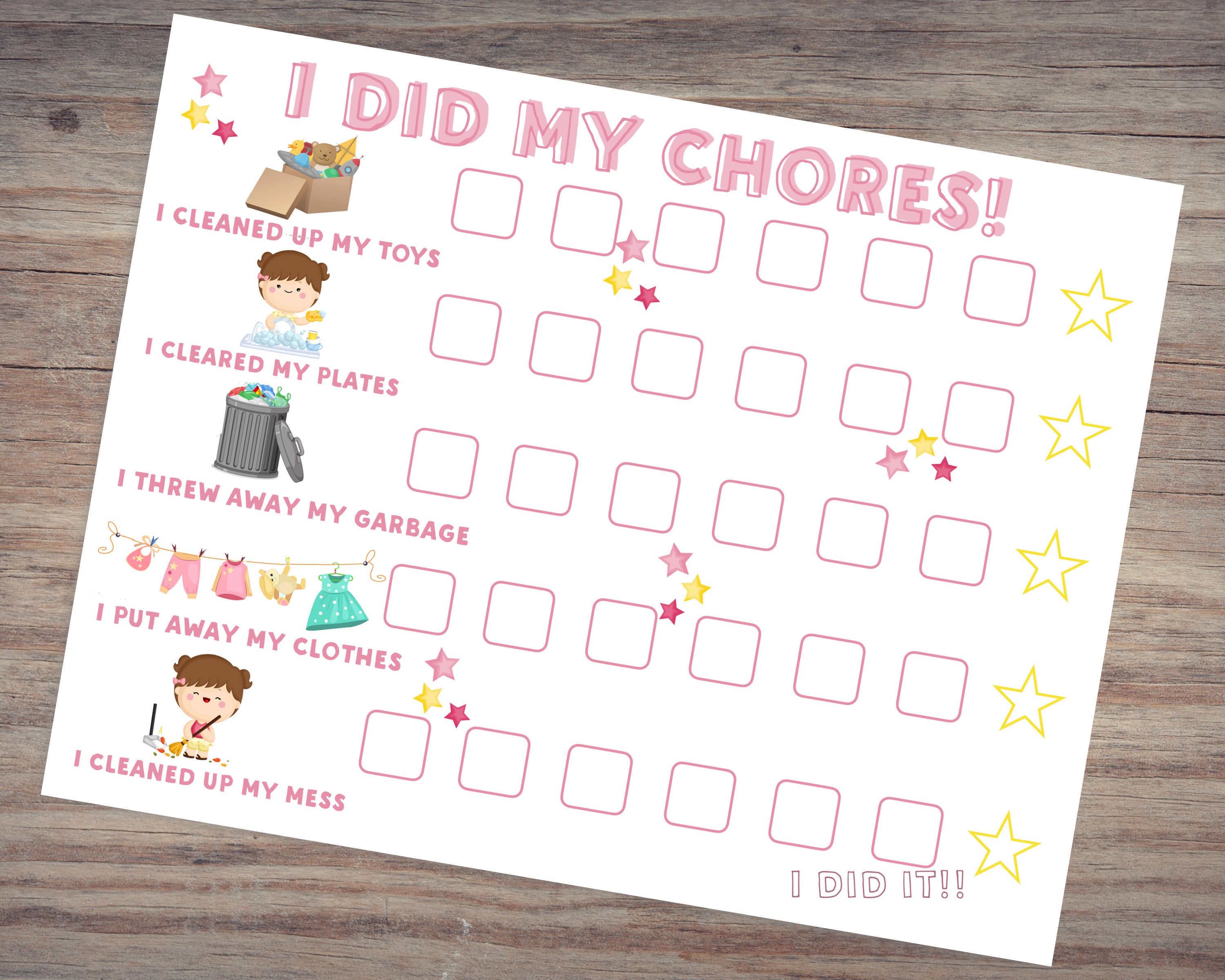 Toddler Chore Chart Printable Reward Sticker Chart Young | Etsy