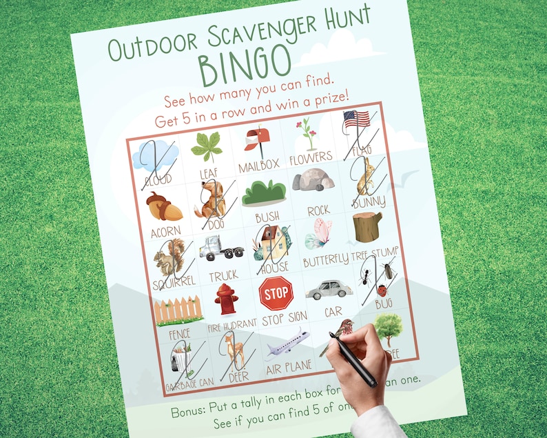 Toddler Outdoor Scavenger Hunt Bingo Game - Printable Download and ...