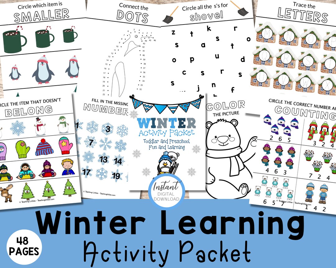 Winter Toddler + Preschool Activity Pack - Coloring, Tracing, Counting ...
