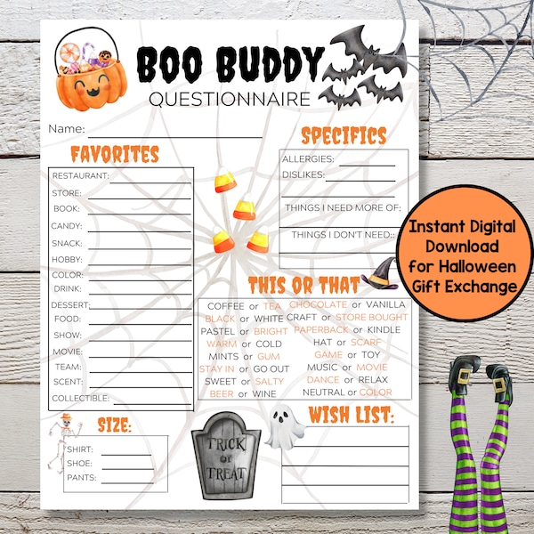 Boo Basket Questionnaire - Etsy