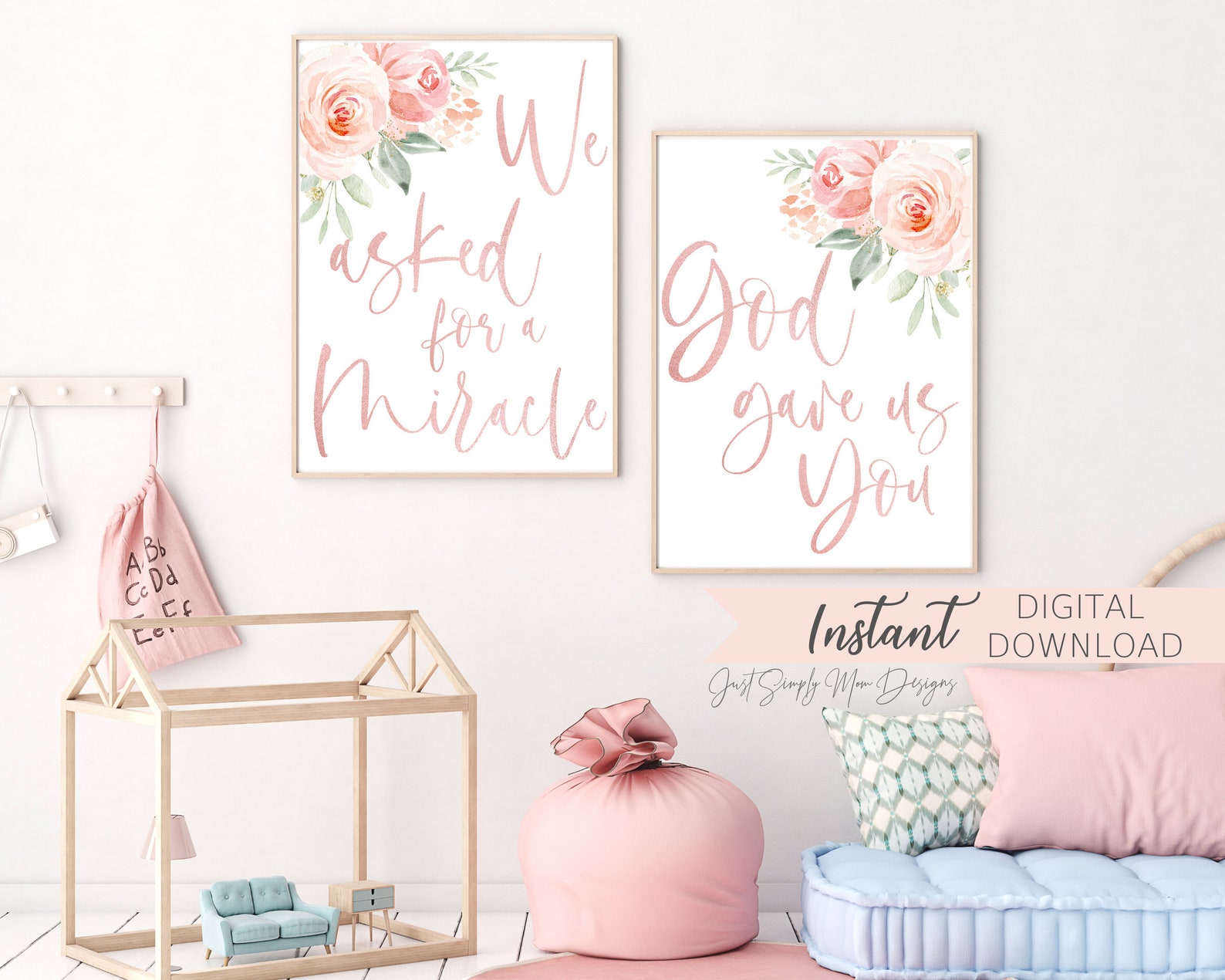 Printable Pink Nursery Wall Decor for Baby Girl Nursery - Etsy