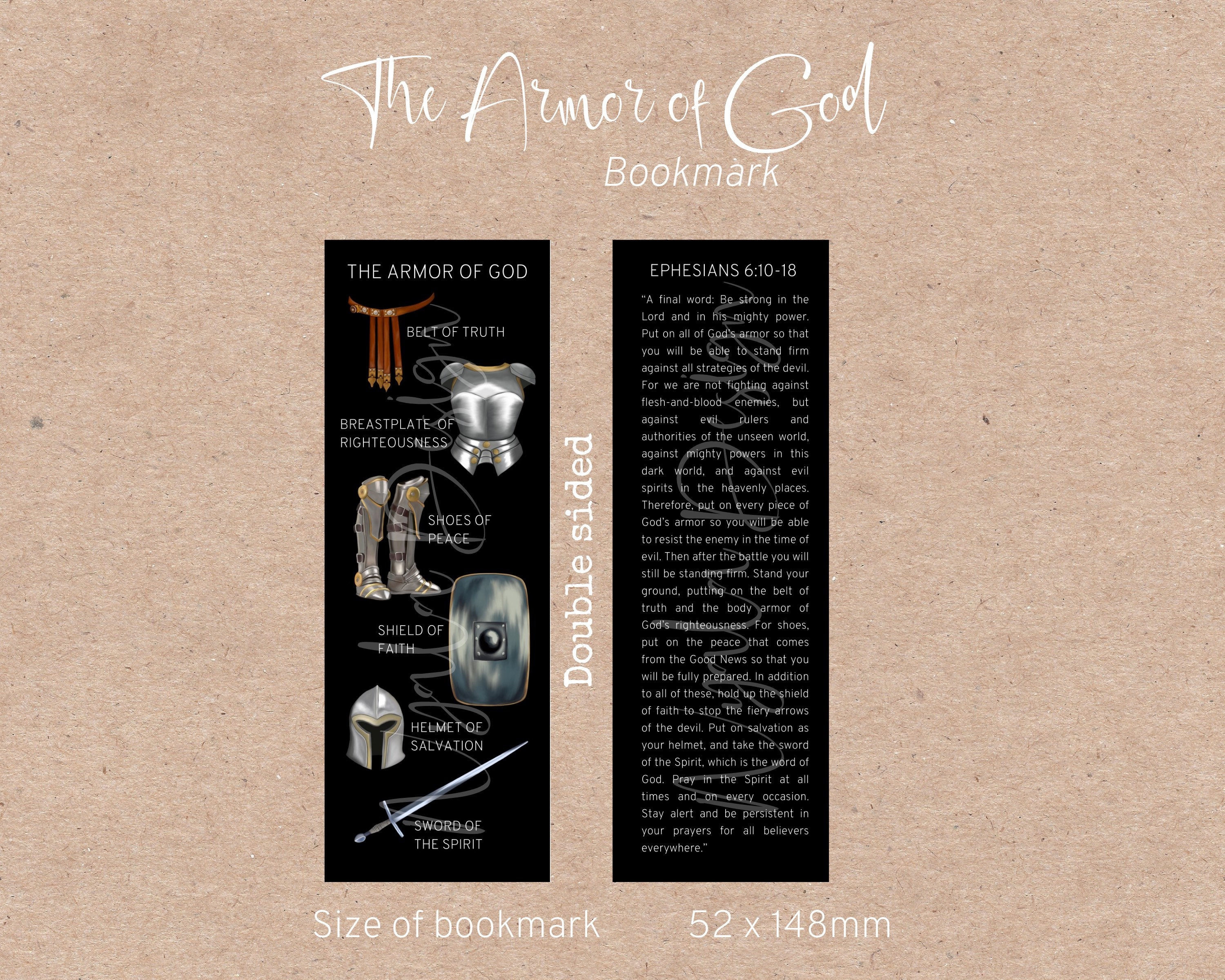 The Armor of God Bookmarks illustrated Design Ephesians 6 - Etsy