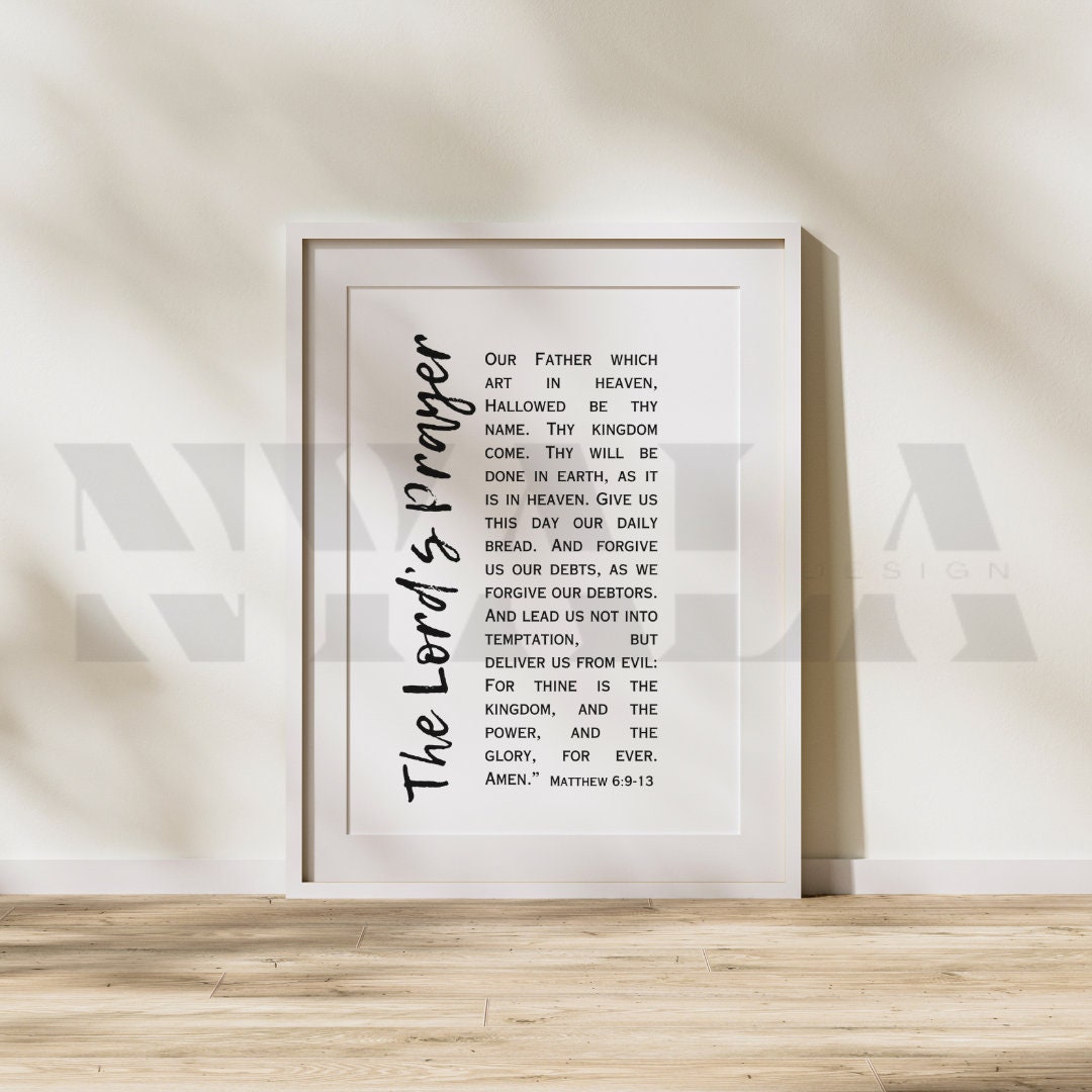 The Lord's Prayer Printed Version Type Writer Font Wall Art Wall Print ...
