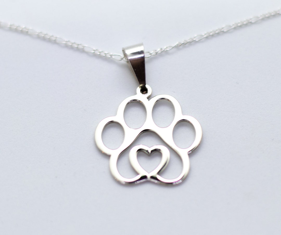 Sterling Silver Paw Necklace - Etsy