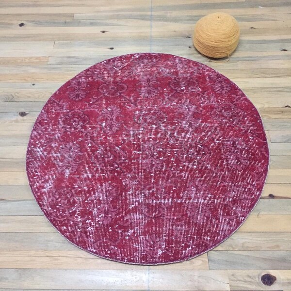 Burgundy Round Area Rug - Etsy