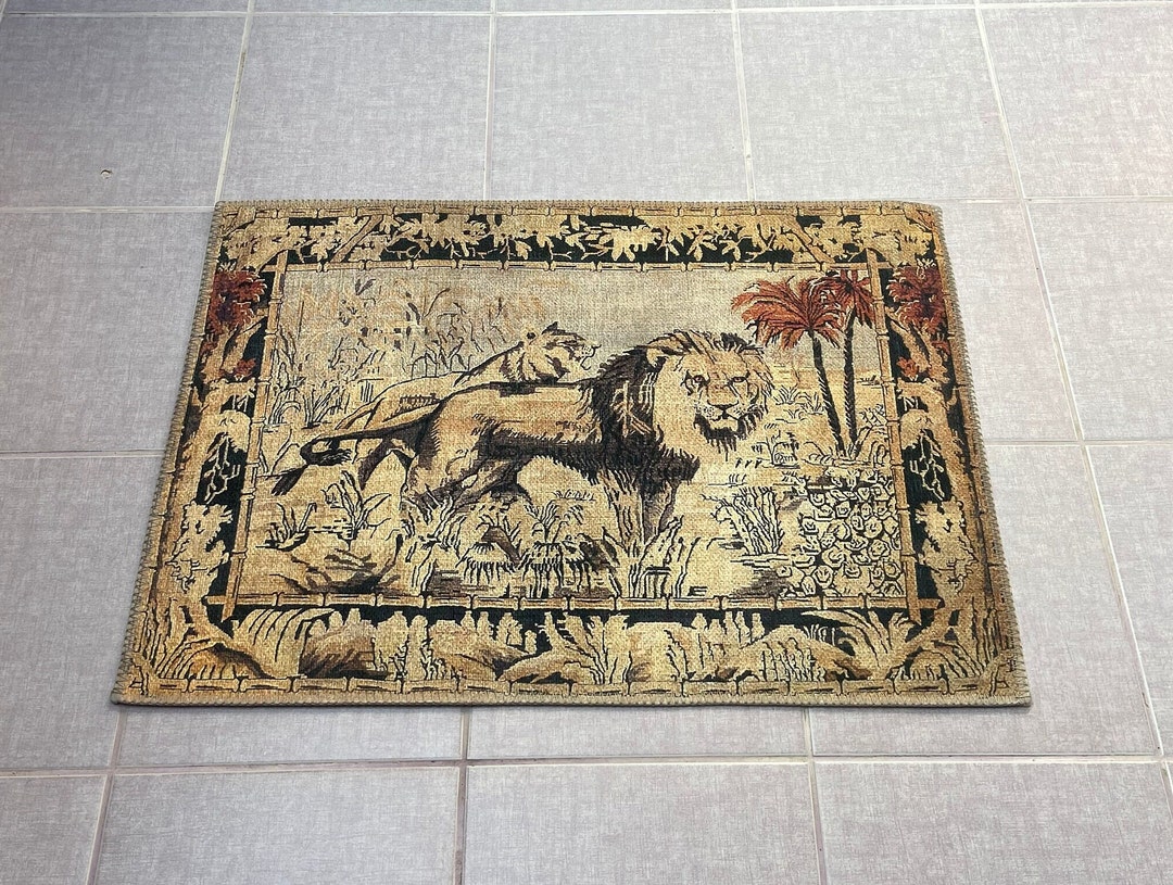 Lion Patterned Rug, 2x3 Ft Lion King, Small Rug, Decorative Small Rug ...