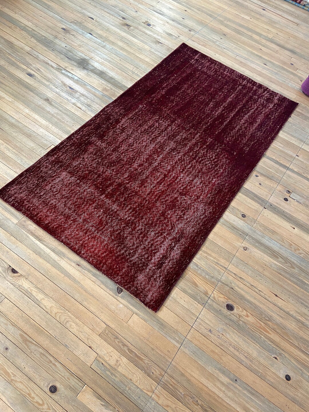 Vintage Area Rug, 4x7 Ft Burgundy Area Rug, 4x7 Ft Overdyed Rug, Red ...