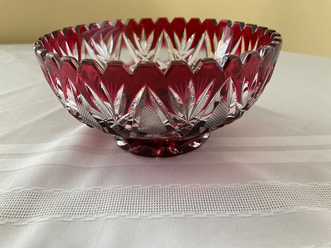 Red Crystal Bowl - Round - Etsy