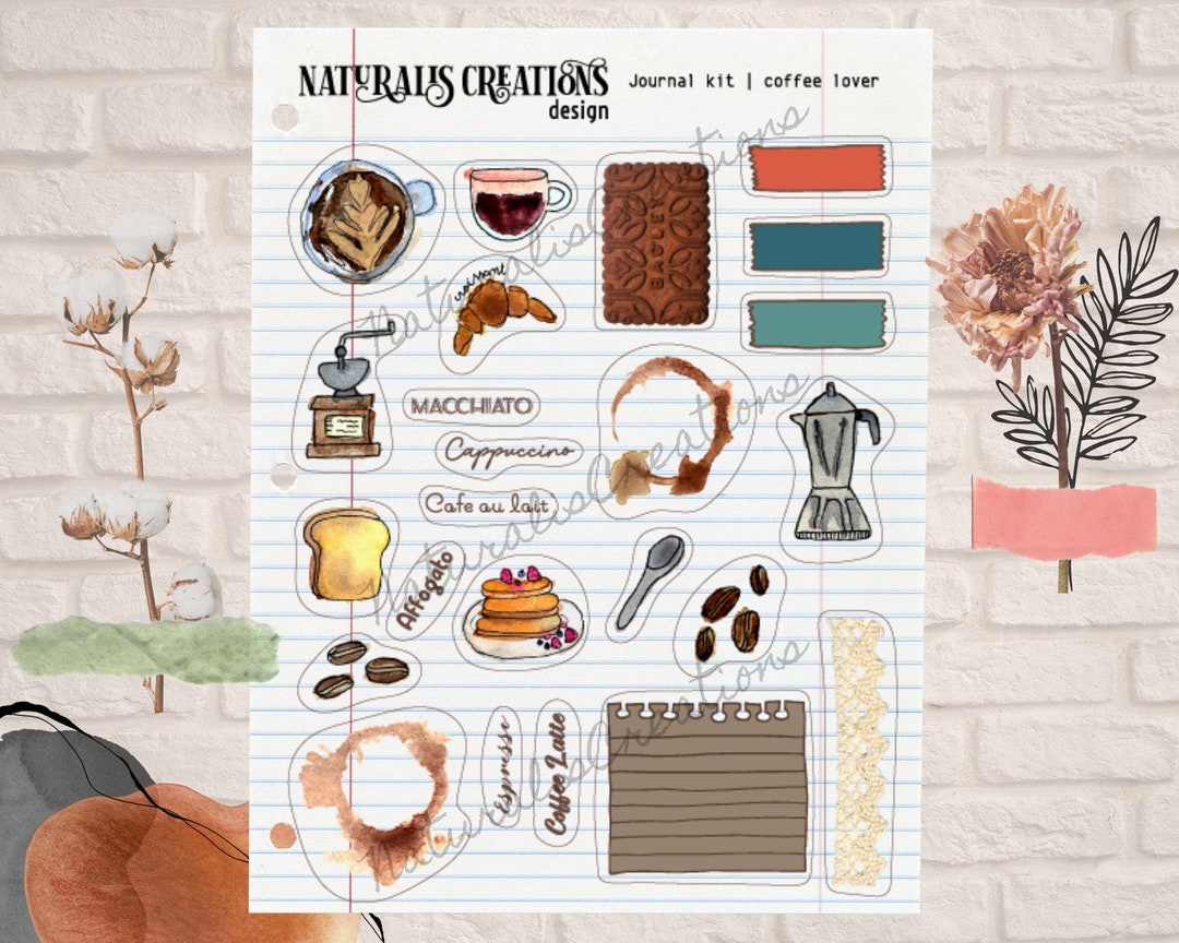 Ephemera Stickers DIY Stickers Kit Journal Kit Coffee Lover Stickers - Etsy