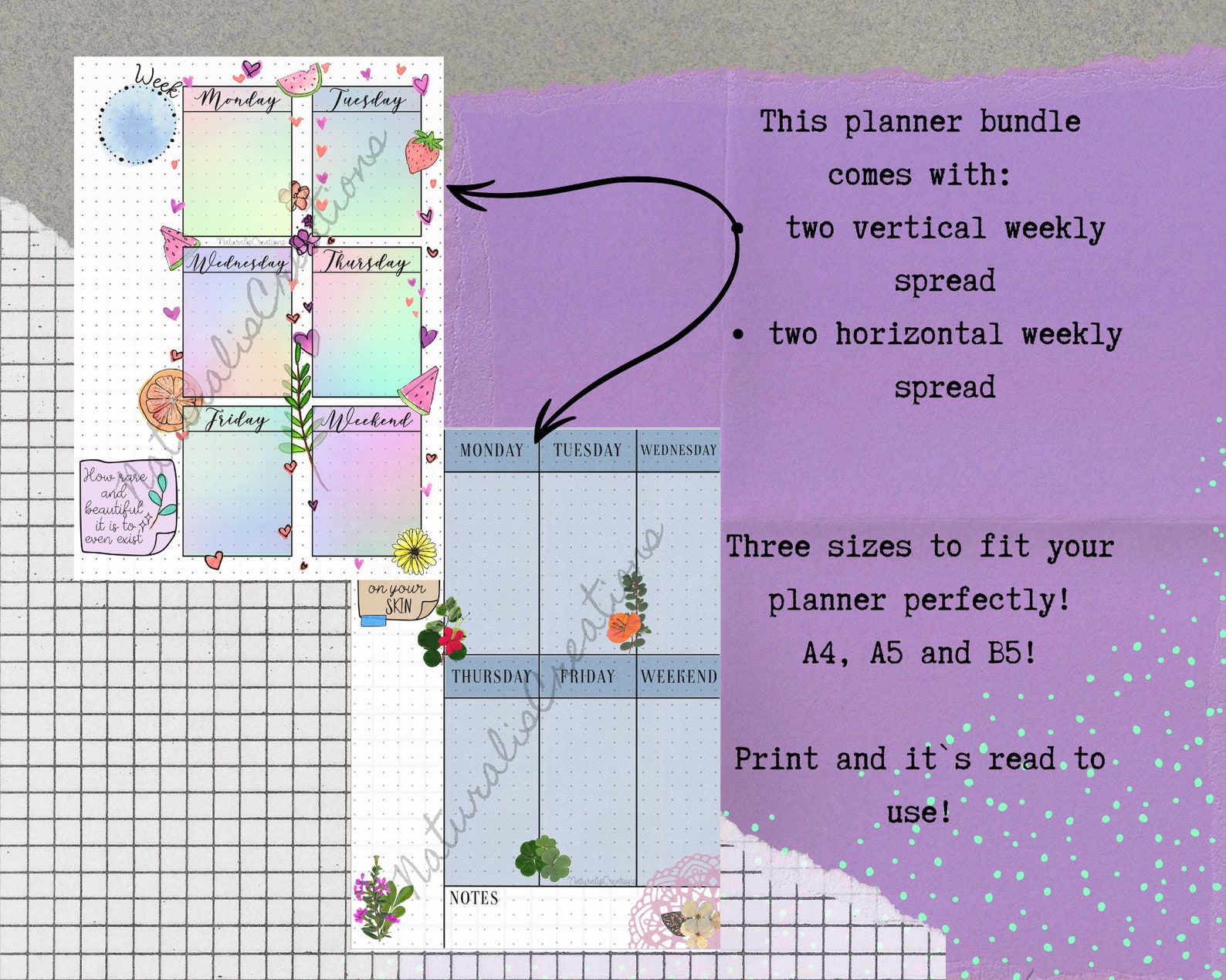 Planner Inserts DIY Planner Weekly Planner Bundle 2 - Etsy