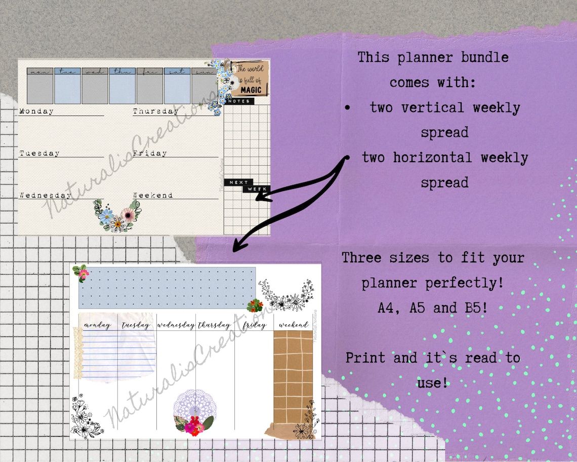 Planner Inserts DIY Planner Weekly Planner Bundle 2 - Etsy