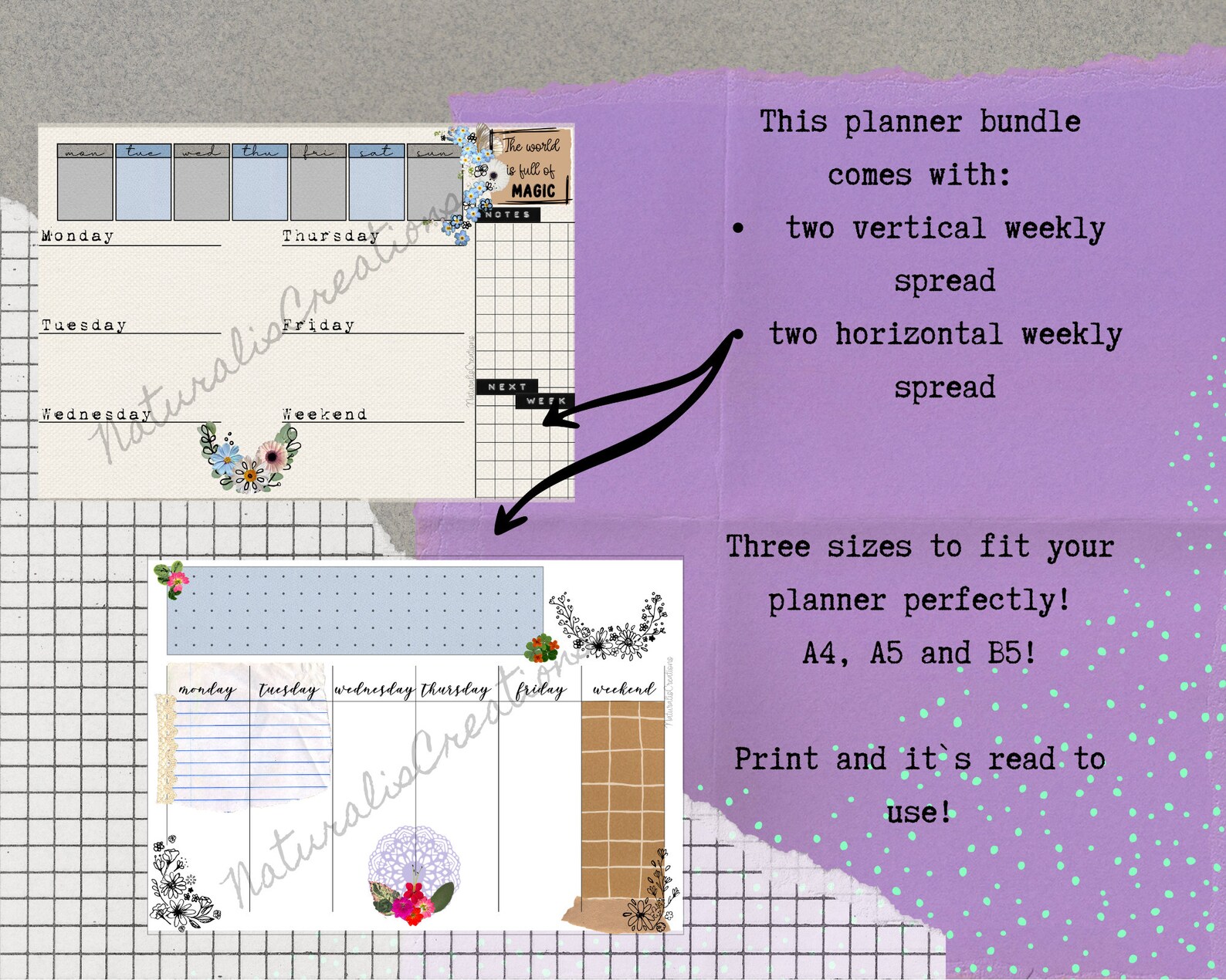 Planner Inserts DIY Planner Weekly Planner Bundle 2 - Etsy