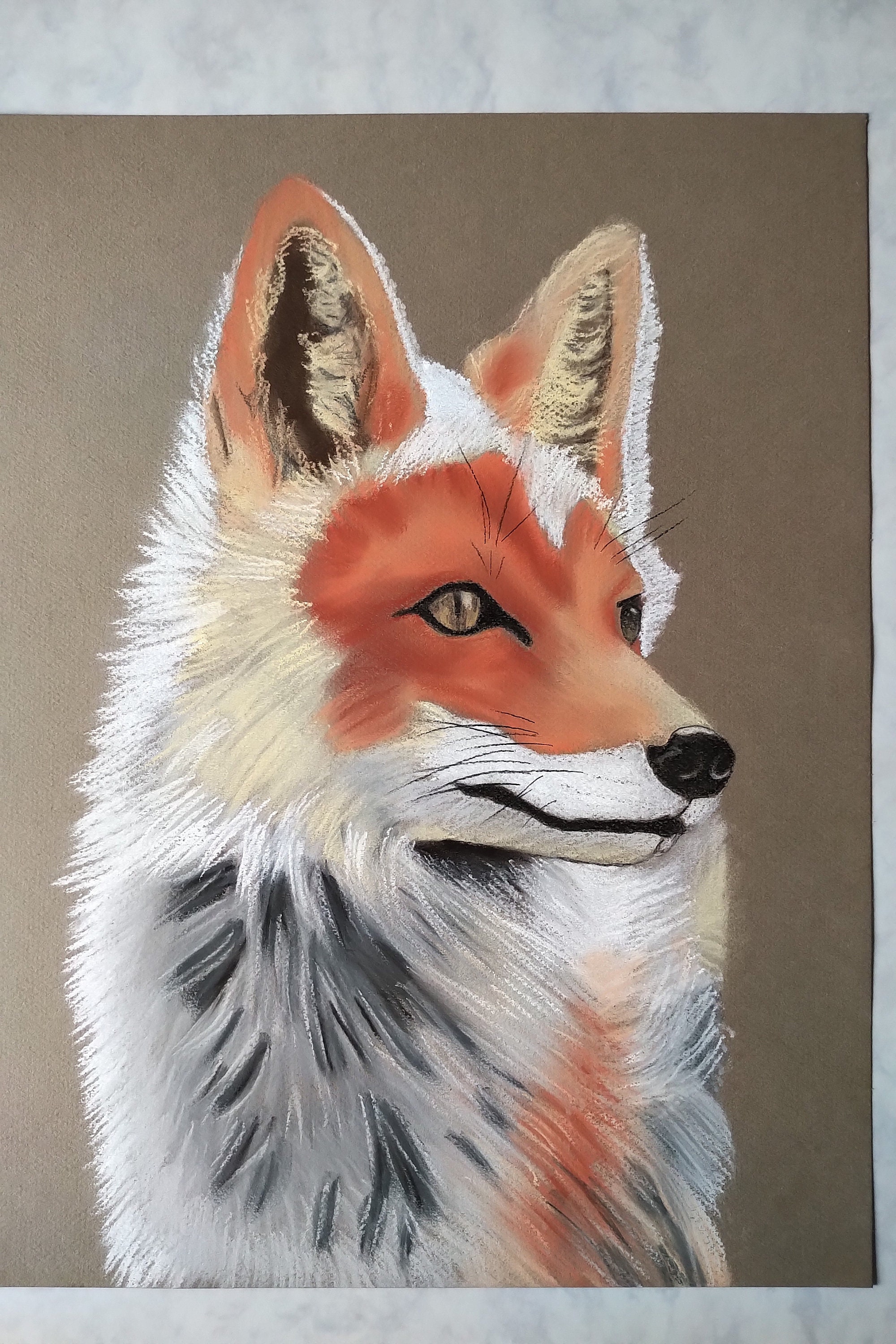 Original Pastel Drawing of a Fox - Etsy
