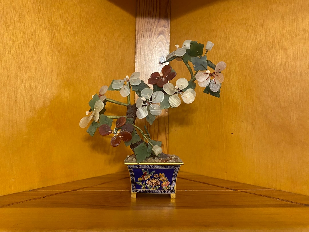 Vintage Enamel & Jade Stones Cloisonne Bonsai Tree - Etsy