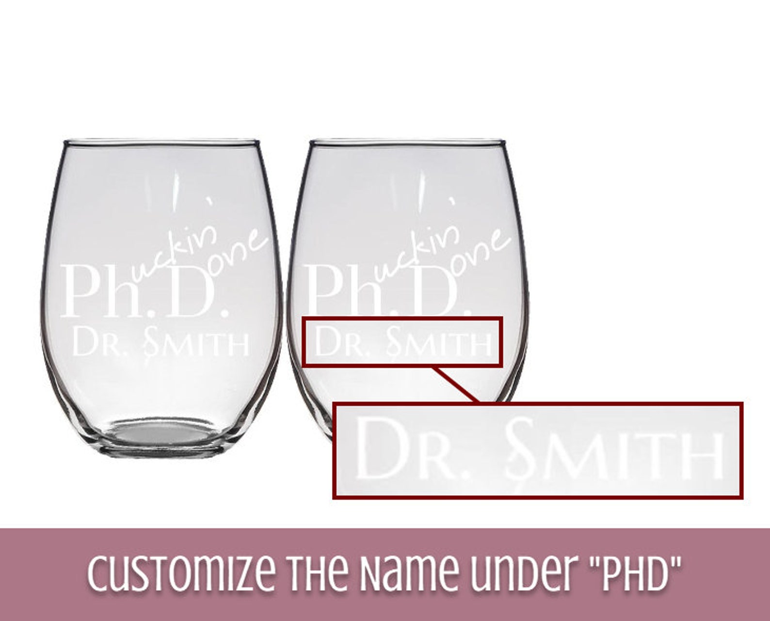 Personalized Phd Graduation Gifts Glassware Etched Stemless - Etsy