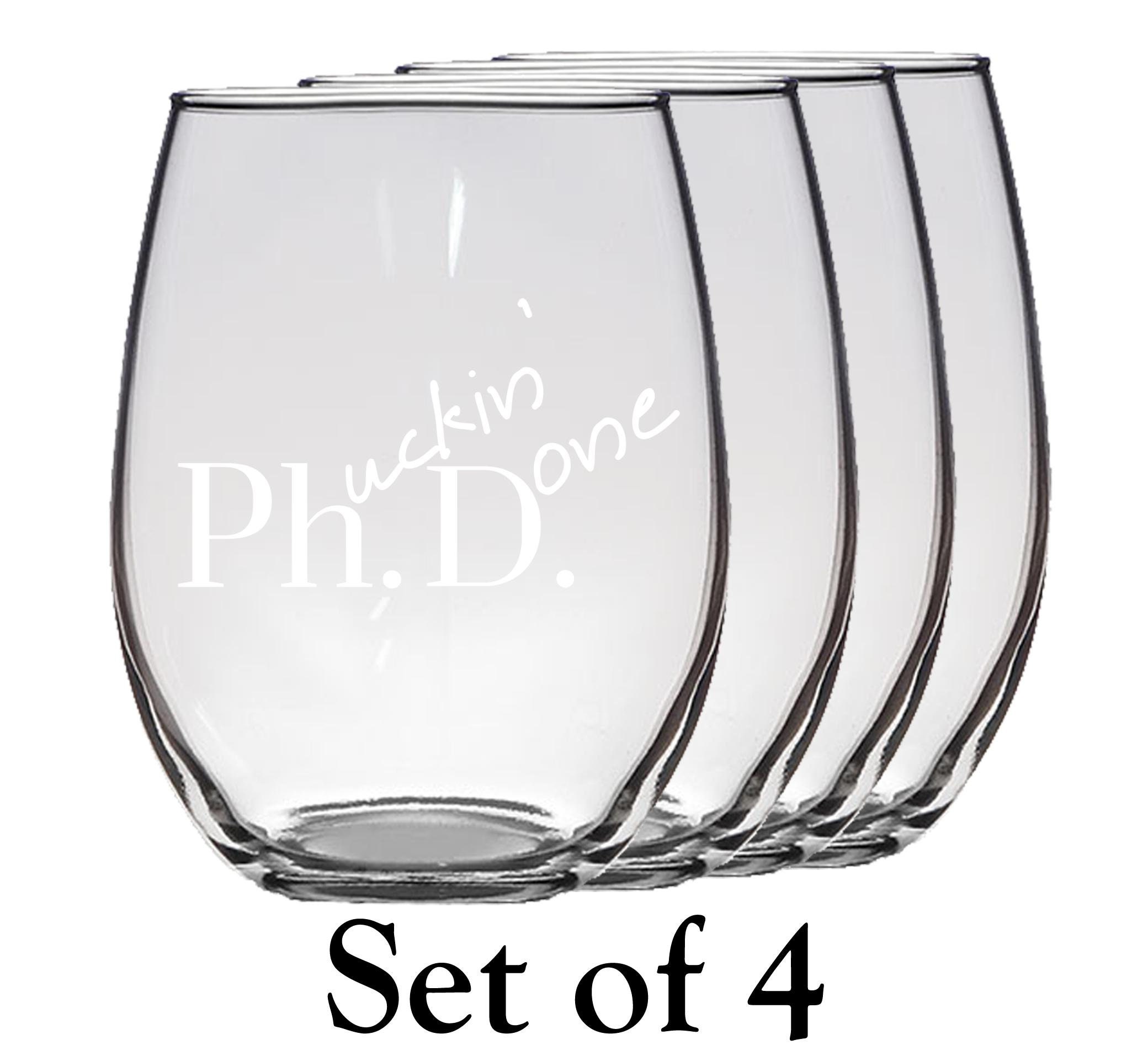 Phd Graduation Gifts Glasses, Graduate Stemless Wine Glass, Set of 4 ...