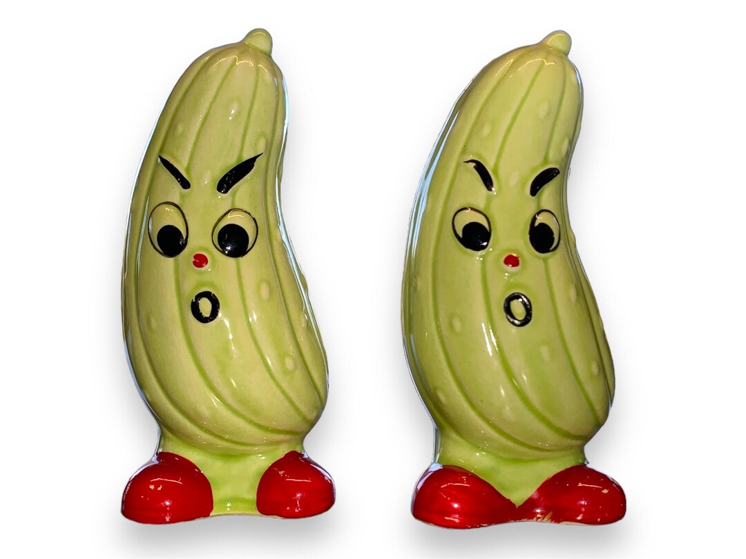 Vintage Anthropomorphic Angry Pickle Salt and Pepper Shakers - Etsy