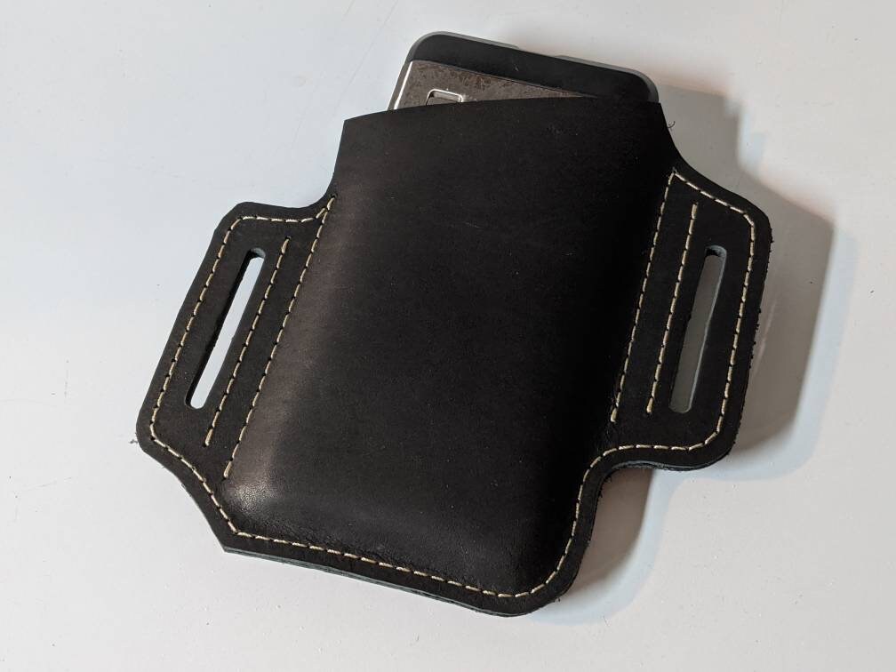 Slanted Leather Phone Holster, Leather phone case with belt loops ...