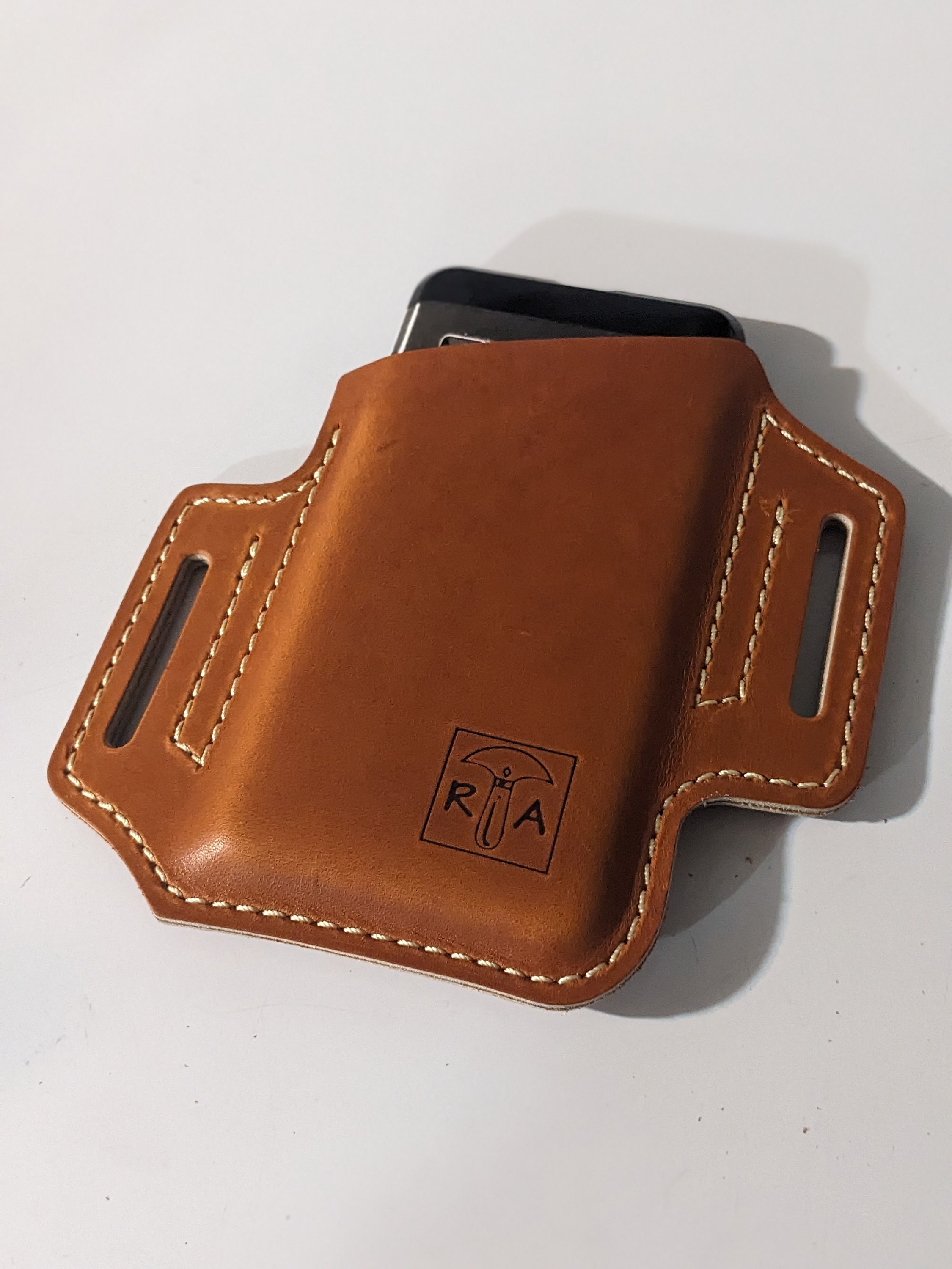 Slanted Leather Phone Holster, Leather phone case with belt loops ...