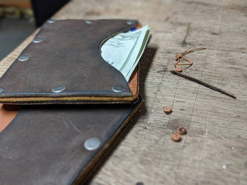 Minimalist Leather Wallet Handmade with Brown SB foot Leather | Etsy