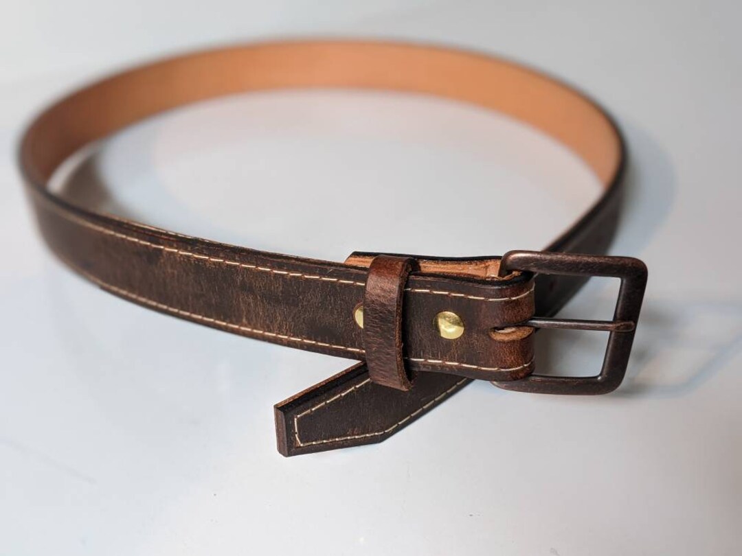 Leather Gun Belt, the Marston 2 Layer Stitched Buffalo Belt - Etsy