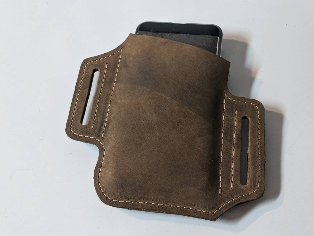 Left Hand Leather Phone Holster Distressed Earthtone Brown | Etsy