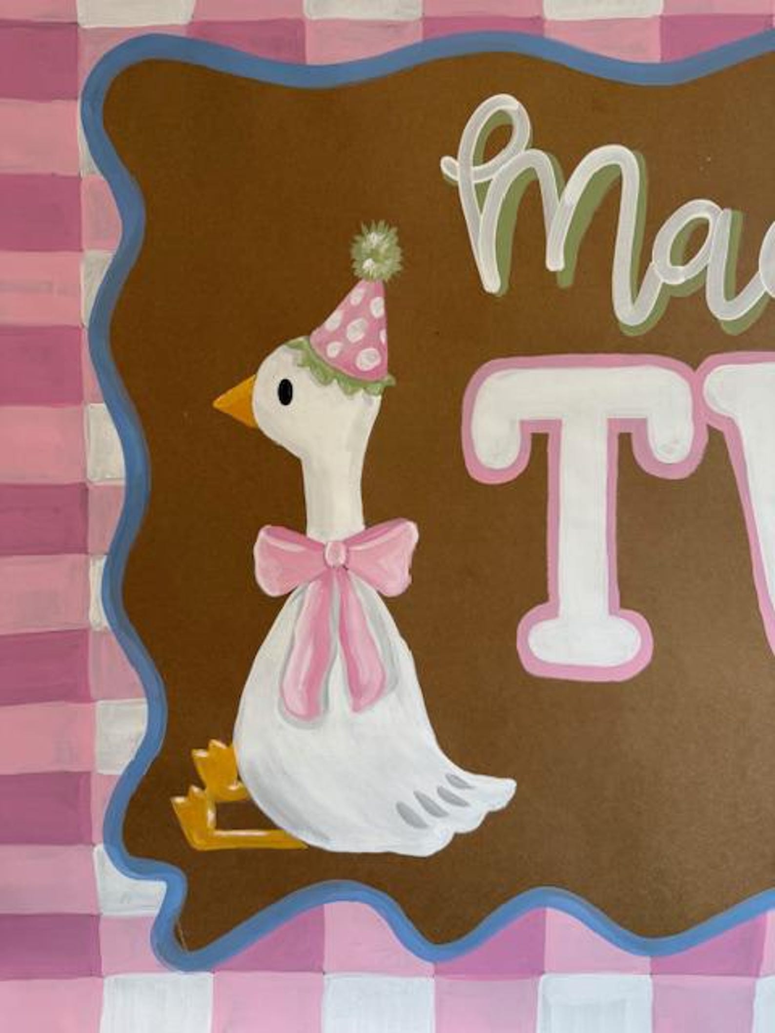 Custom Hand Painted Brown Paper Banner- One Silly Goose, Two Silly - Etsy