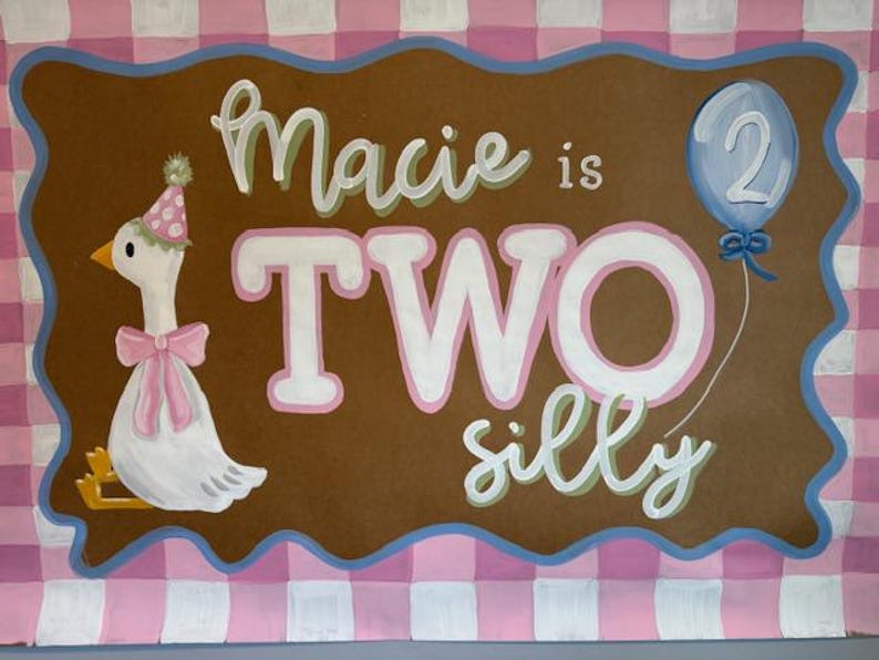 Custom Hand Painted Brown Paper Banner- One Silly Goose, Two Silly - Etsy