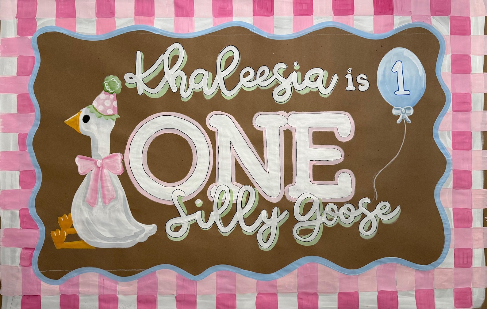 Custom Hand Painted Brown Paper Banner- One Silly Goose, Two Silly - Etsy