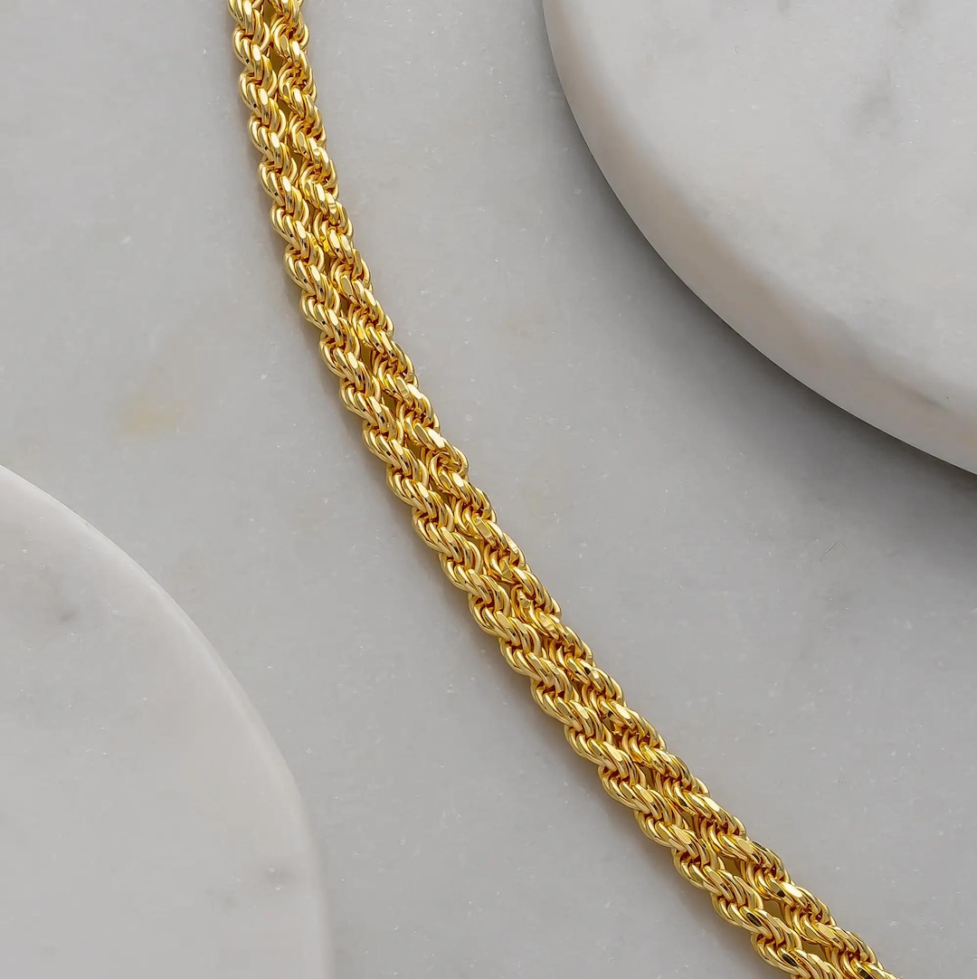 2.5mm Rope Chain 18K Gold Vermeil Over Solid 925 Sterling Silver ...