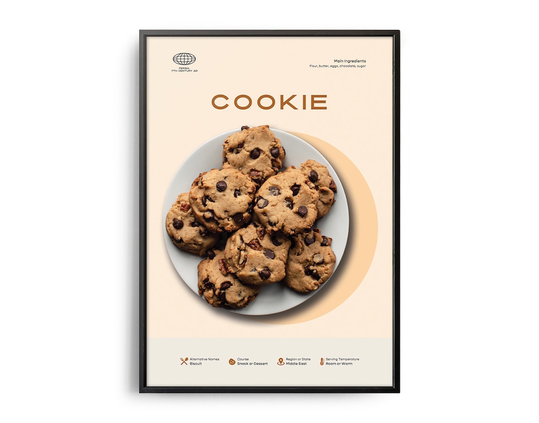 Cookie Poster, Midcentury Cookie Print, Food Wall Art, Food Recipe Wall ...