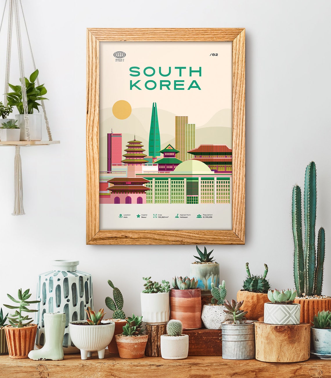 Midcentury South Korea Print, South Korea Landmarks, Tourist ...