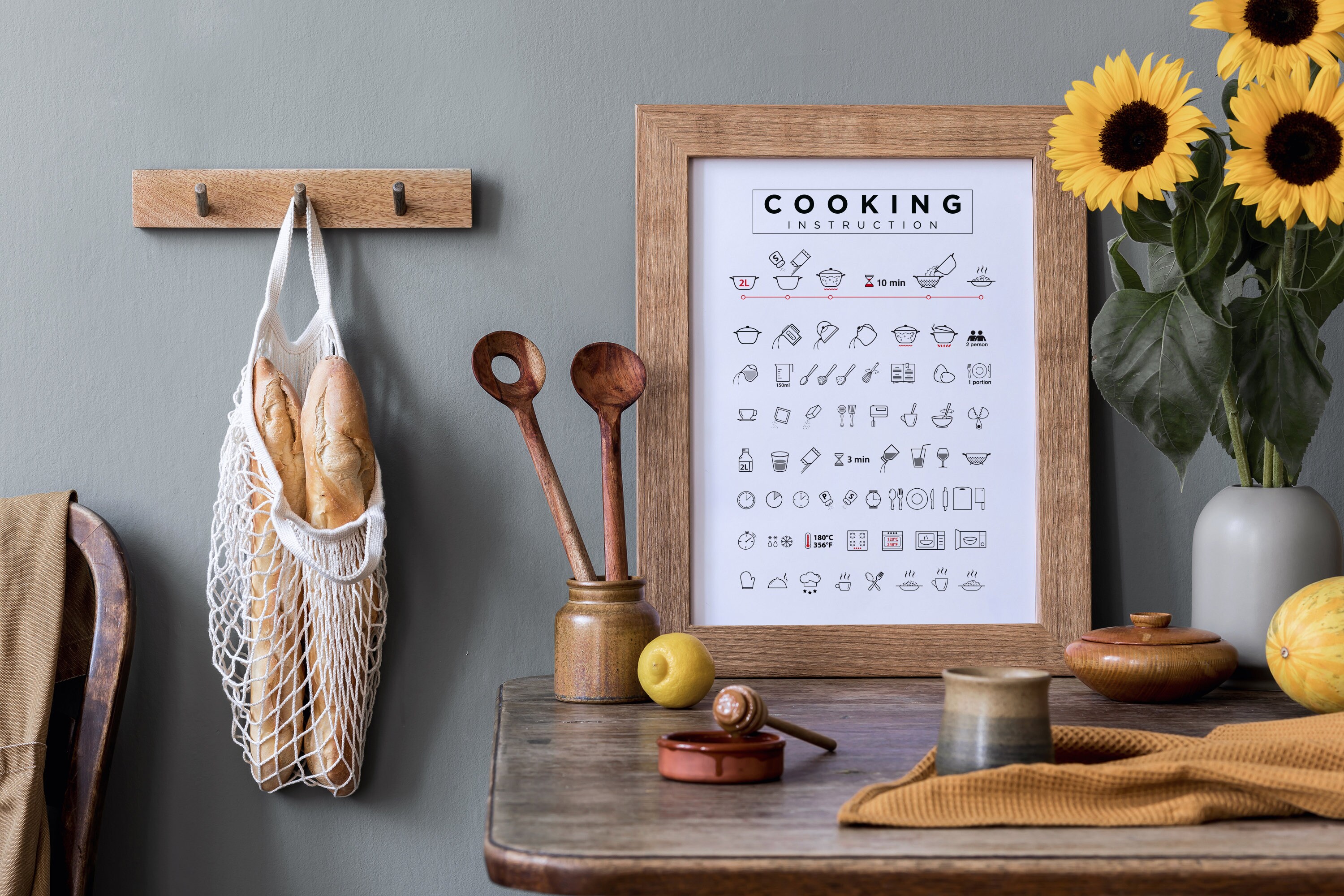 Cooking Instructions Print, Kitchen Wall Decor, Cooking Guide Wall Art ...