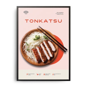 Tonkatsu Poster, Midcentury Tonkatsu Print, Food Wall Art, Food Recipe ...