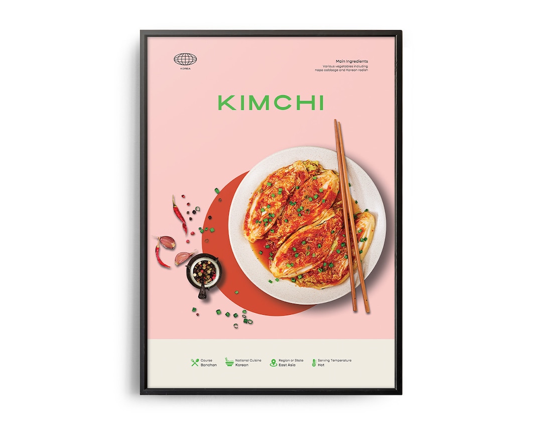 Kimchi Poster, Midcentury Kimchi Print, Food Wall Art, Food Recipe Wall ...