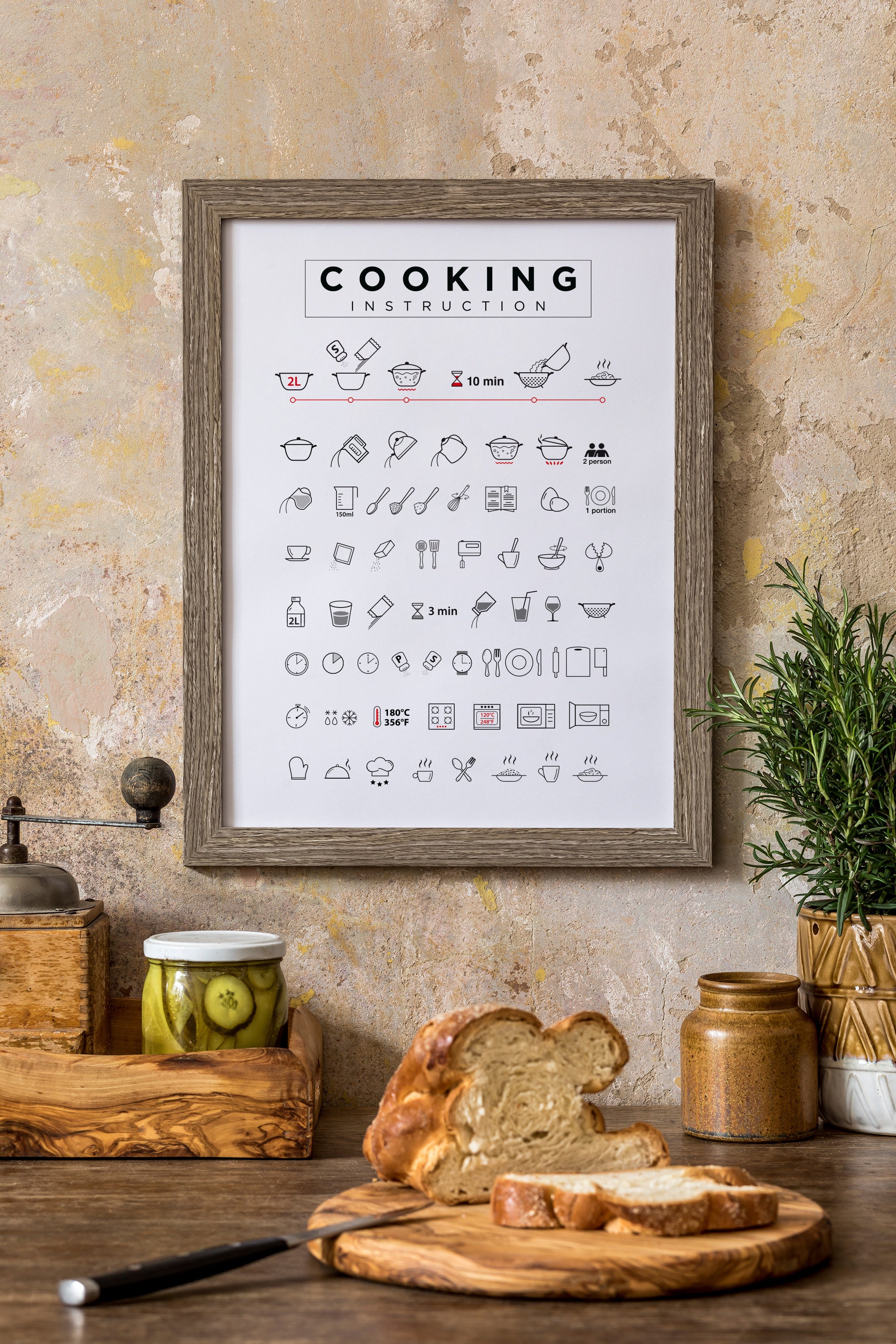 Cooking Instructions Print, Kitchen Wall Decor, Cooking Guide Wall Art ...