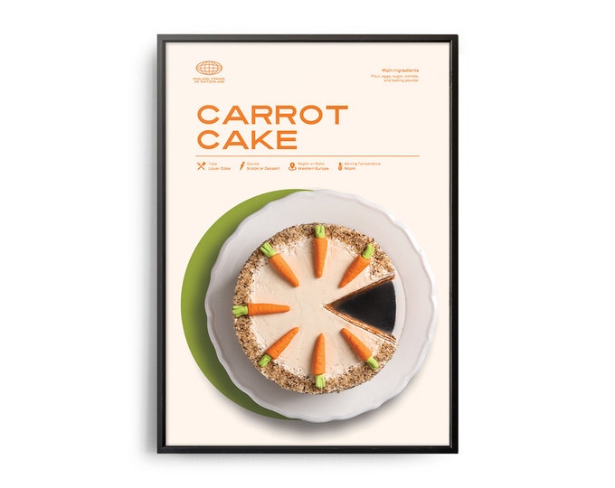 Carrot Cake Poster, Food Art, Food Poster, Cake Poster, London Print ...