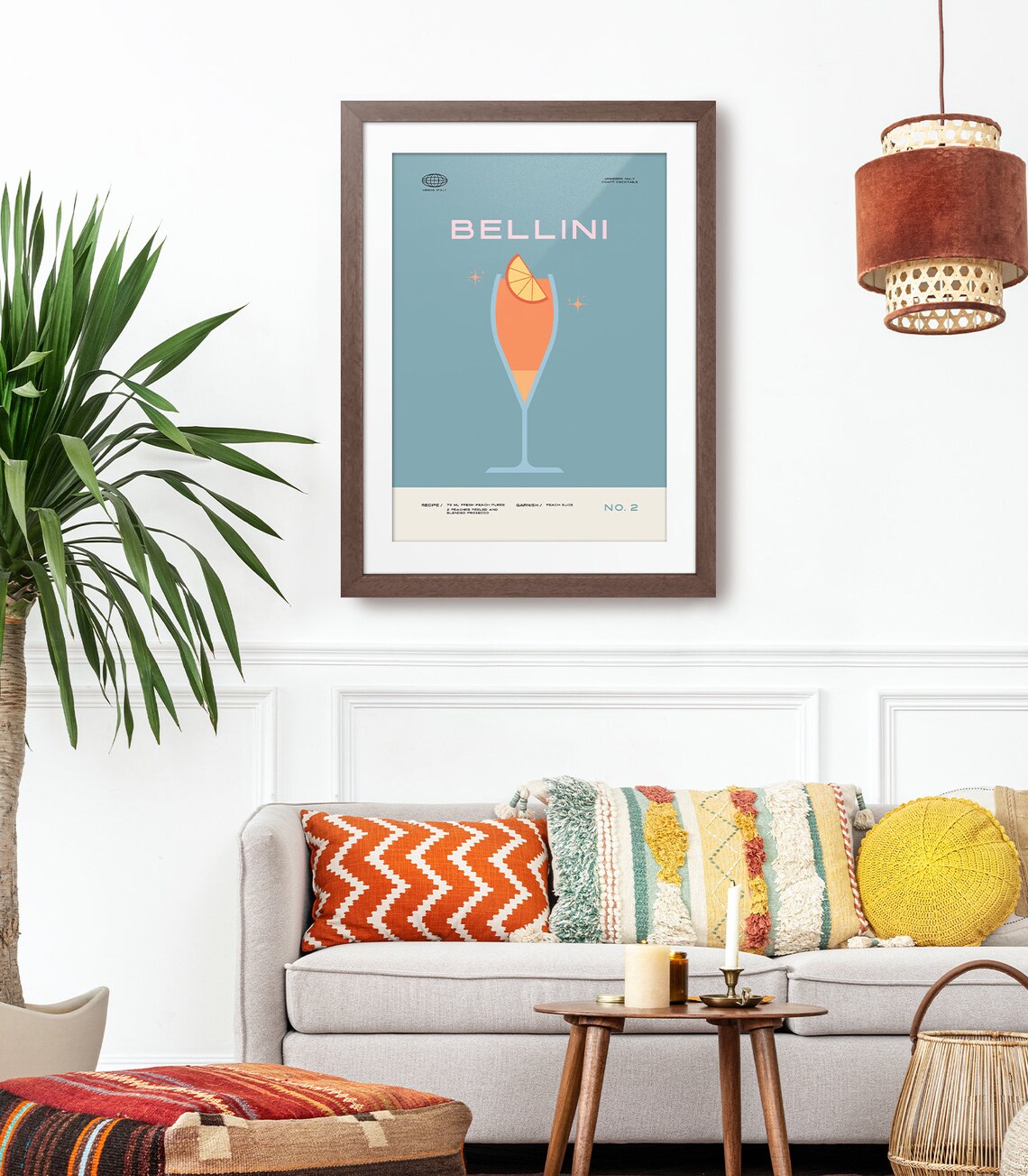 Bellini Cocktail Recipe Print, Mid-century Modern Kitchen Wall Art - Etsy
