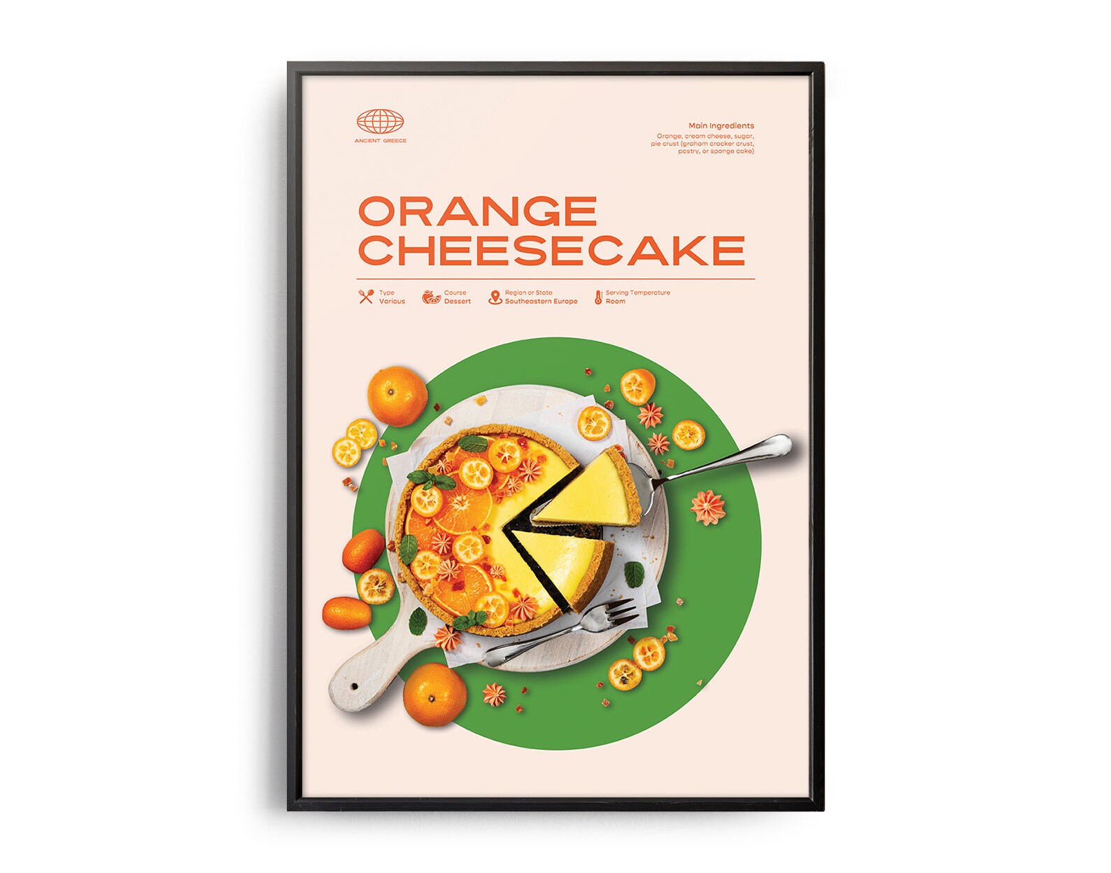 Orange Cheesecake Poster, Midcentury Orange Cheesecake Print, Food Wall ...