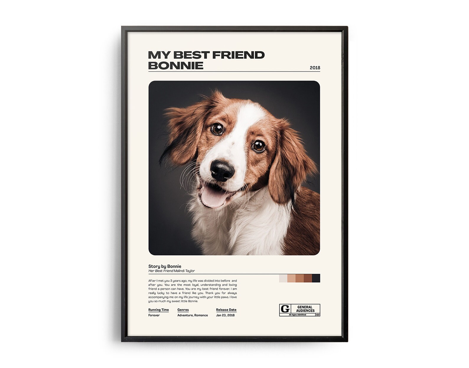 Custom Movie Style Dog Poster Minimal Movie Gift Print Retro - Etsy