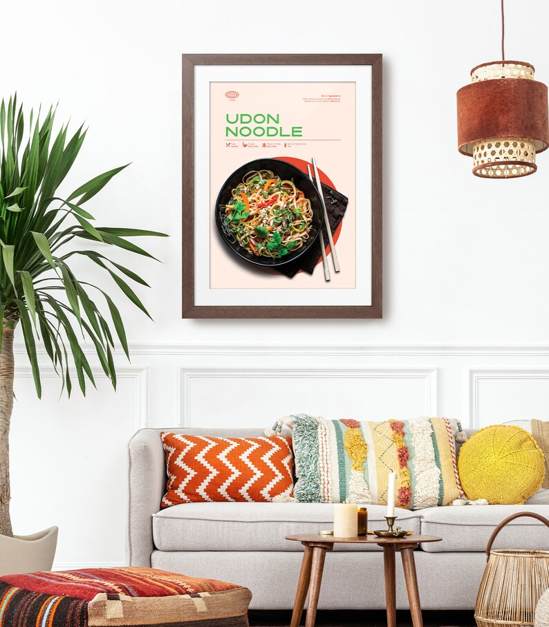 Udon Noodle Poster, Midcentury Udon Noodle Print, Food Wall Art, Food ...