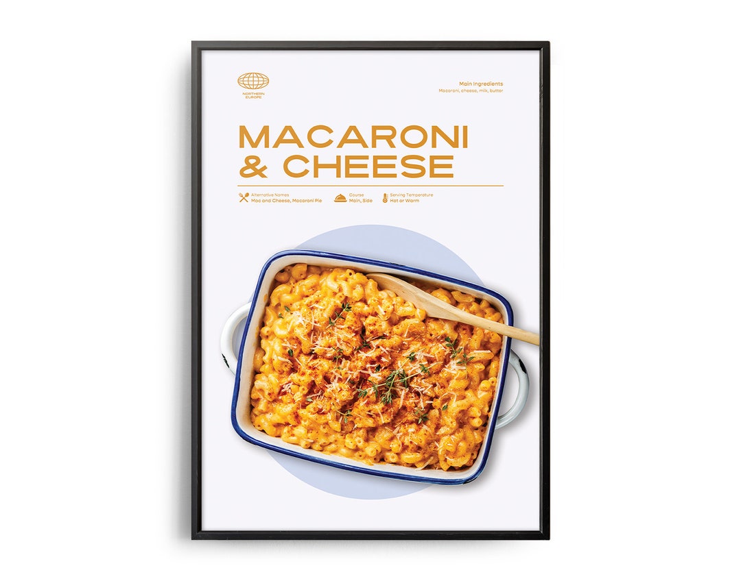 Mac and Cheese Poster, Midcentury Mac and Cheese Print, Food Wall Art ...