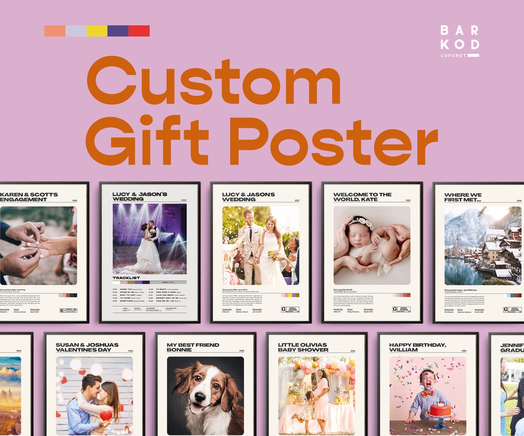 CUSTOM GIFT POSTER, Minimal Movie Style Gift Print, Retro Movie Style ...